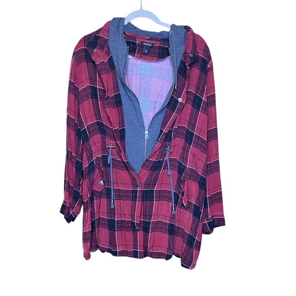 torrid | Jackets & Coats | Torrid Red Plaid Anorak Jacket | Poshmark